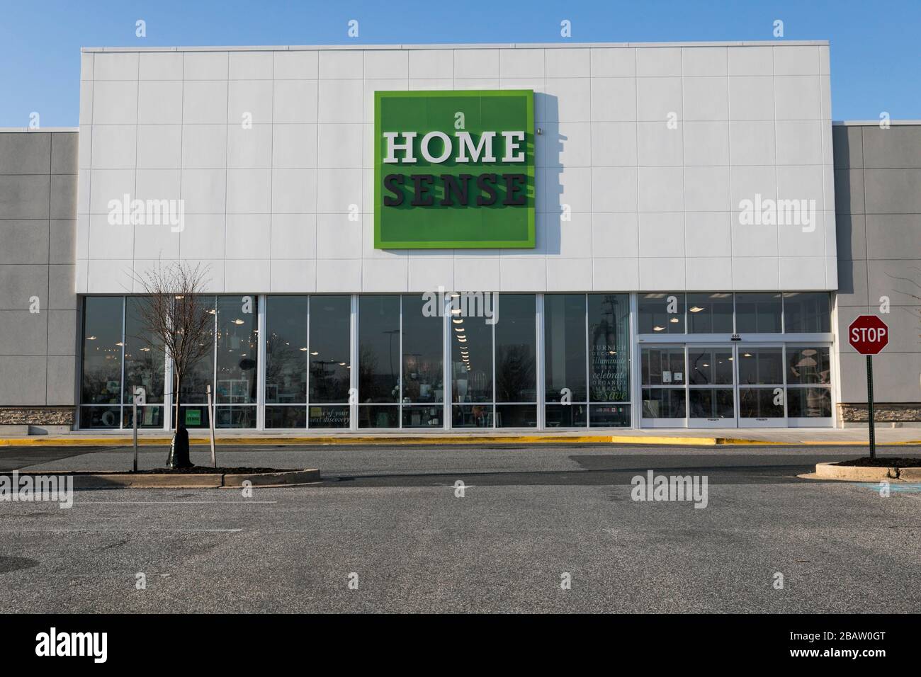 A logo sign outside of a HomeSense retail store location in Bel Air ...