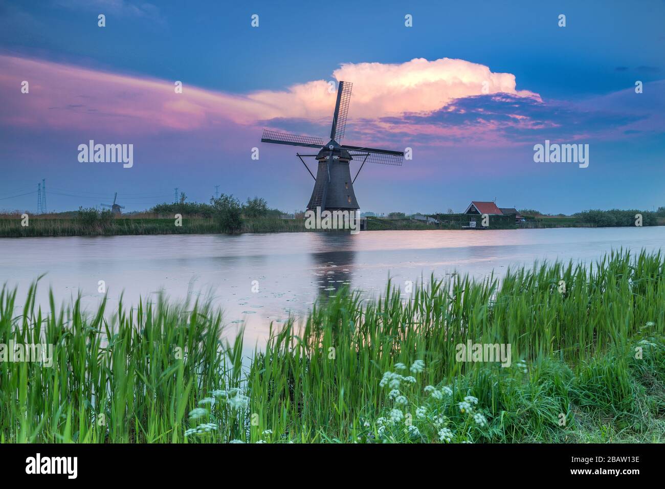 Traditional dutch windmills at the Unesco World Heritage Site in ...