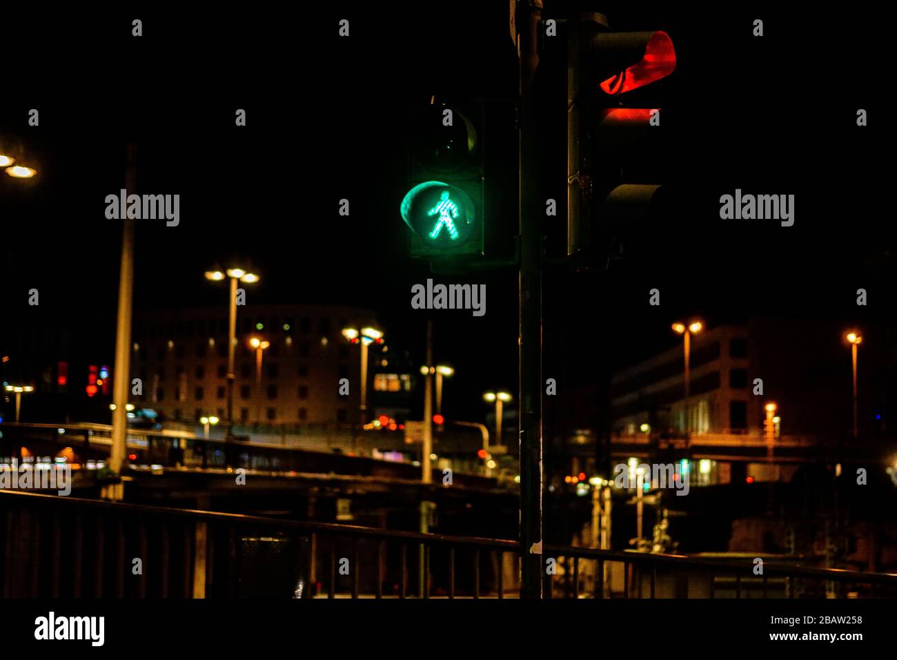 Closeup of colorful traffic lights with arrows in night city Stock ...