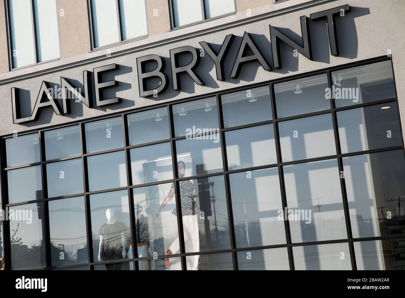 A logo sign outside of a Lane Bryant retail store location in Bel Air ...