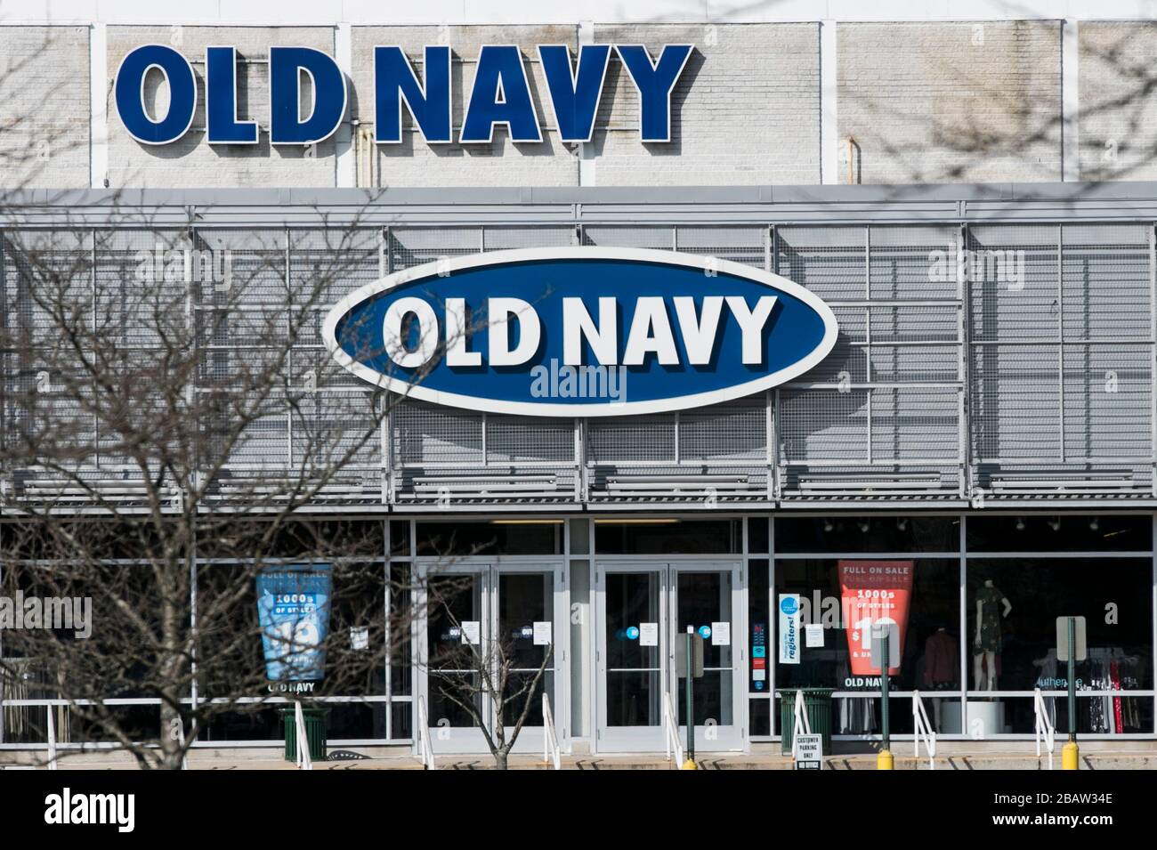 A logo sign outside of a Old Navy retail store location in Lutherville ...
