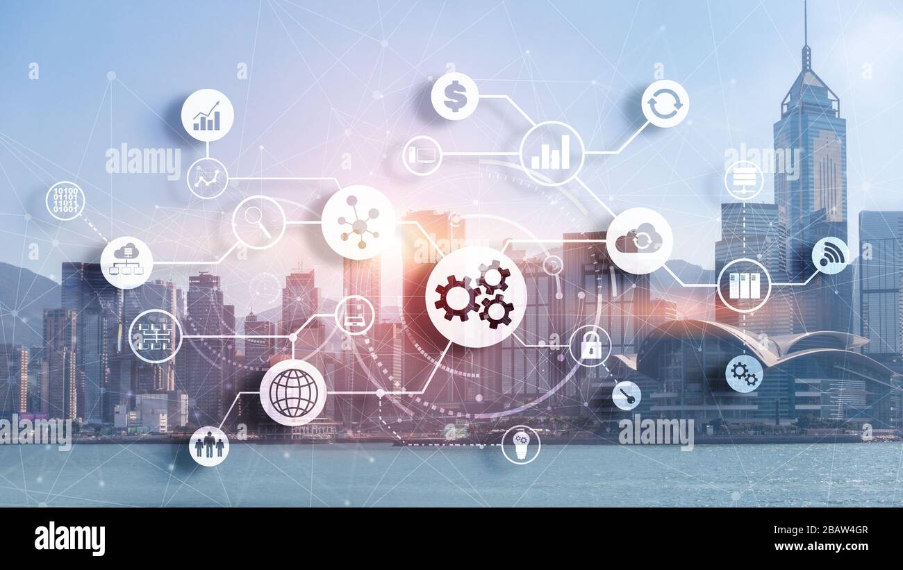 Fintech, Financial Technology and Business concept on modern city ...