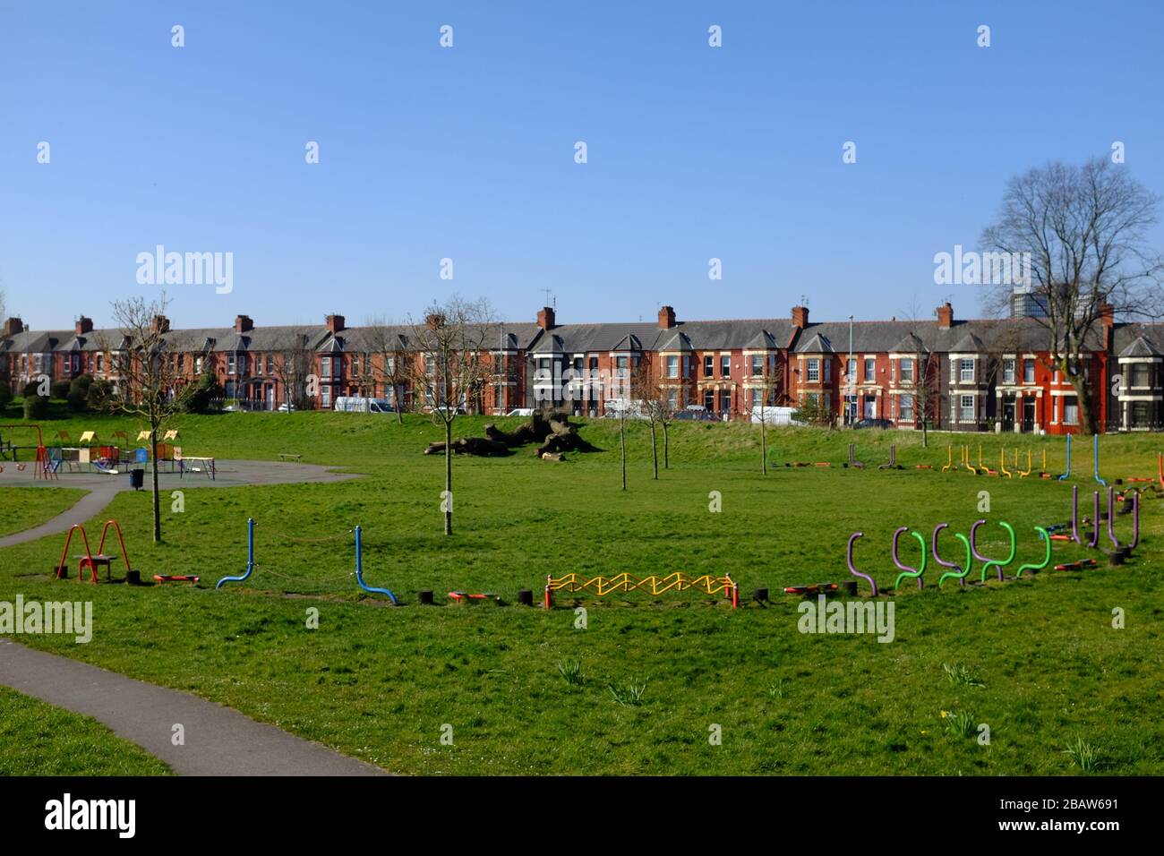 Derby Park in Bootle Liverpool is almost deserted and the children's ...