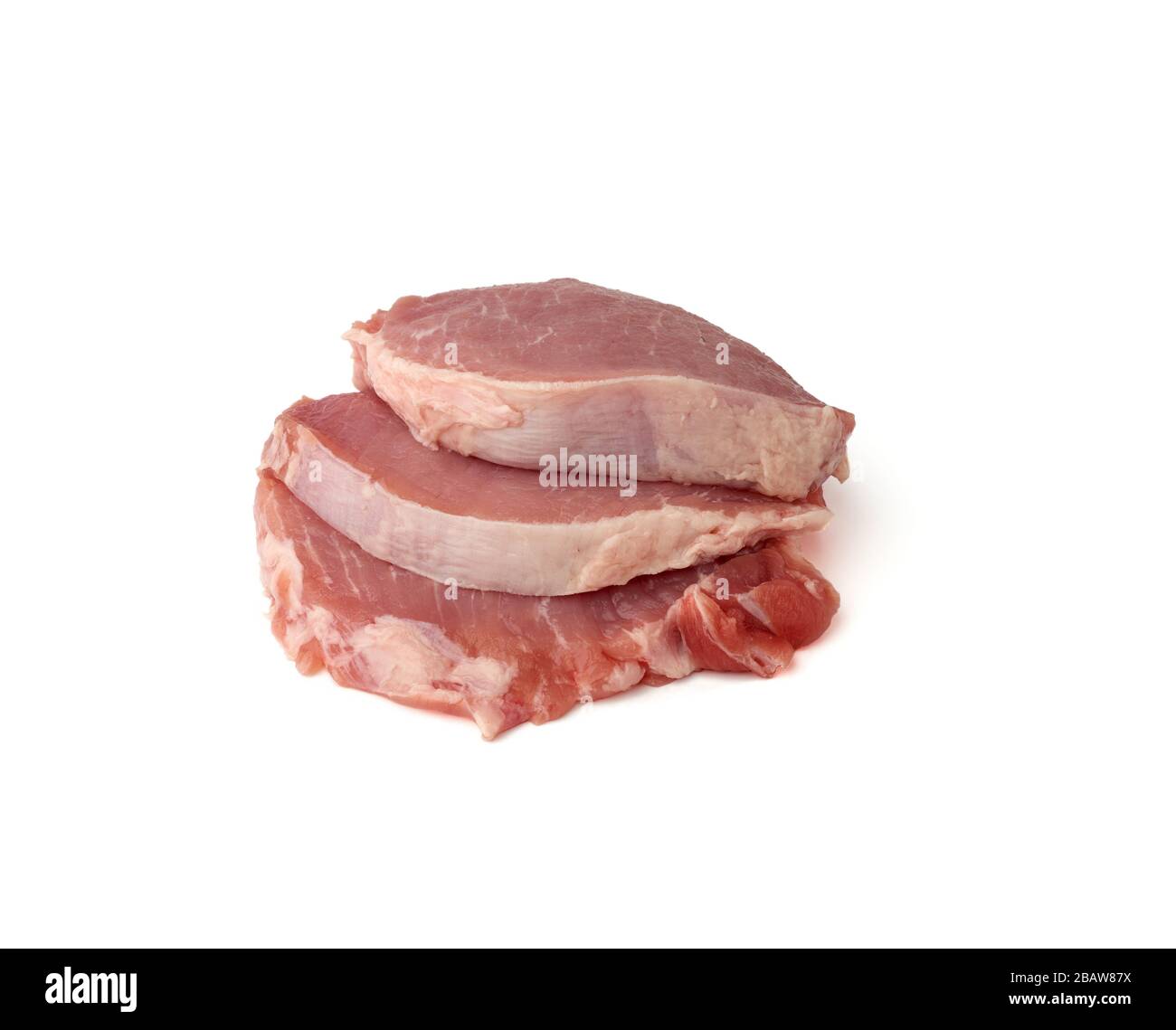 stack of raw pork, tenderloin isolated on a white background, barbecue ...