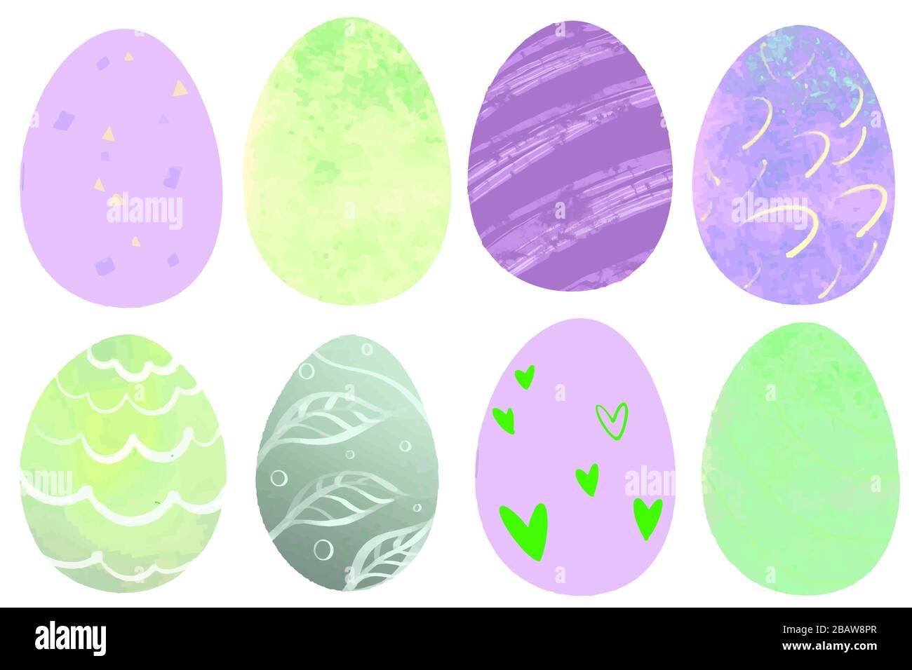 Set of color Easter eggs isolated on a white background Stock Photo - Alamy