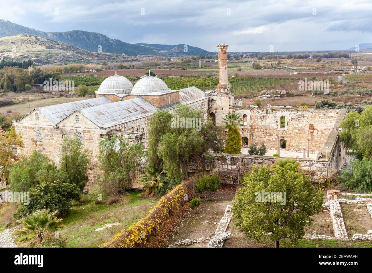 The historical Isa Bey mosque in the town of Selcuk near the famous ...