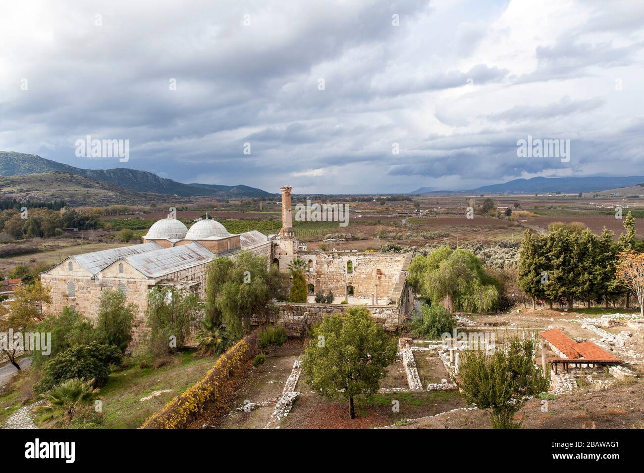 The historical Isa Bey mosque in the town of Selcuk near the famous ...