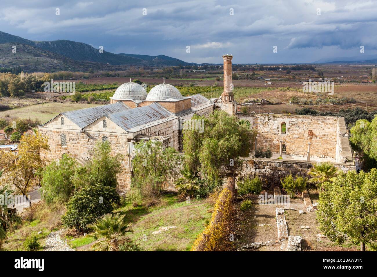 The historical Isa Bey mosque in the town of Selcuk near the famous ...