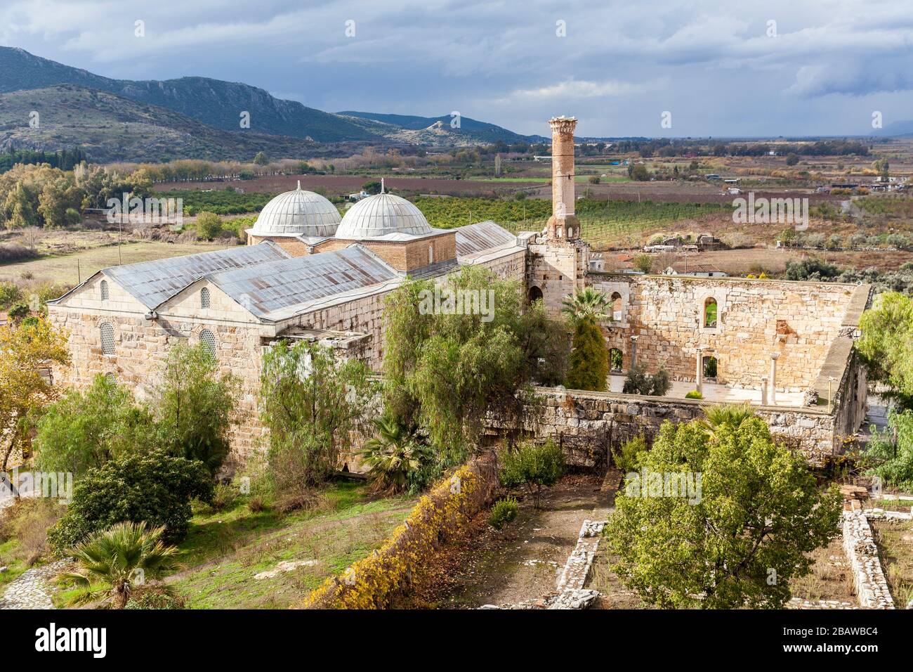 The historical Isa Bey mosque in the town of Selcuk near the famous ...