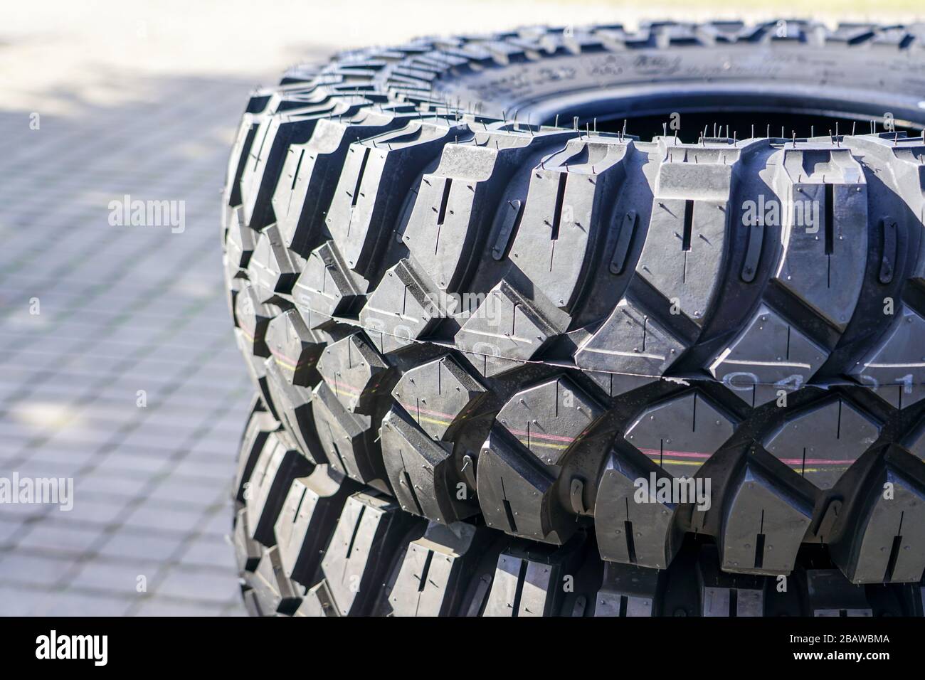 closeup view of new mud and terrain tire tread Stock Photo - Alamy