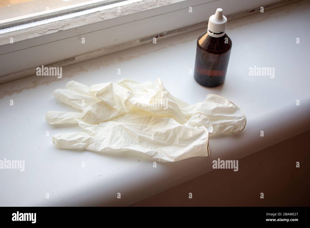 Means of protection against virus infection. Hand disinfection Stock ...