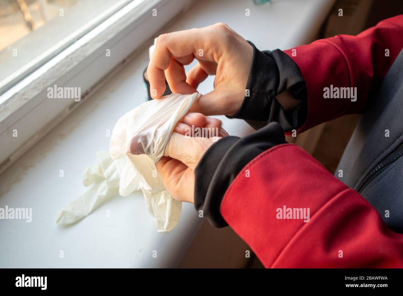 Means of protection against virus infection. Hand disinfection Stock ...