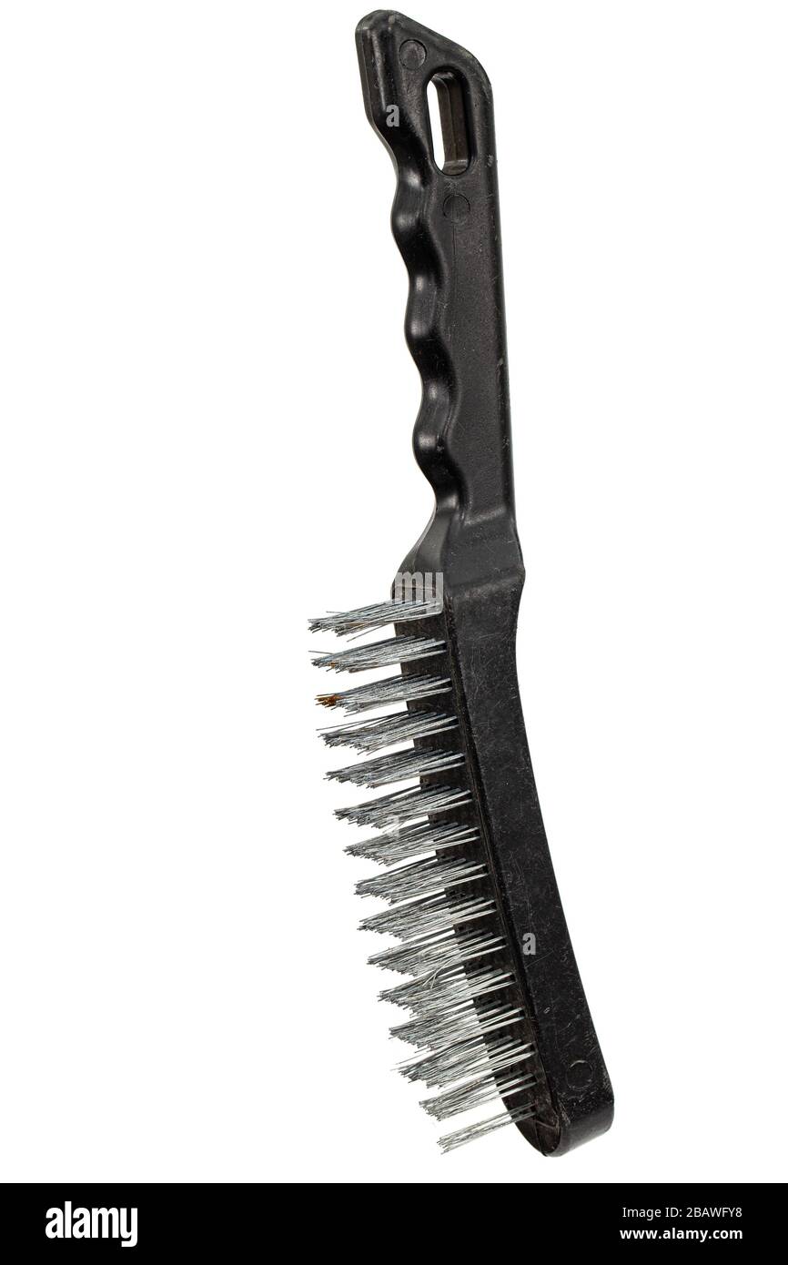 Steel wire brush with handle from black plastic for cleaning and ...