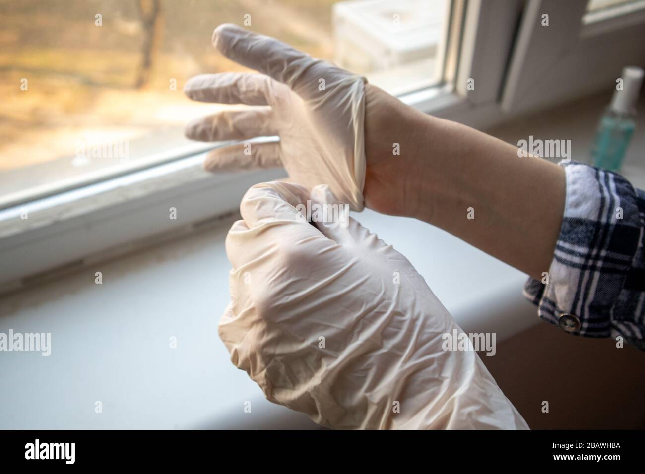 Means of protection against virus infection. Hand disinfection Stock ...