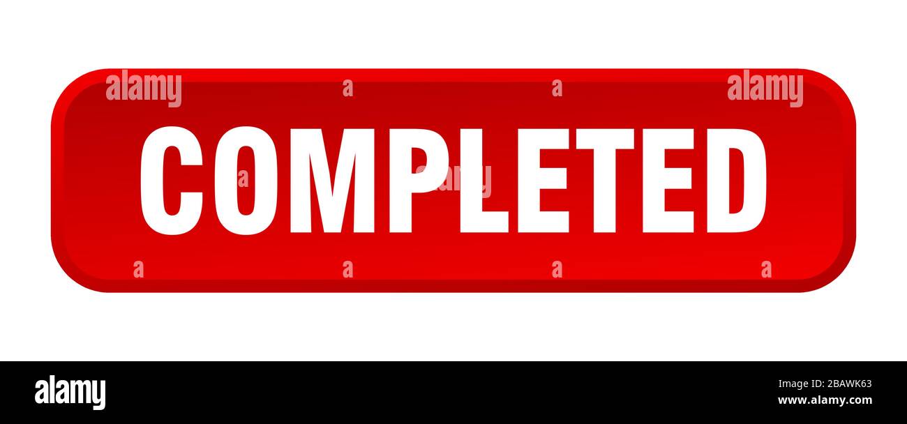 completed button. completed square 3d push button Stock Vector Image & Art - Alamy