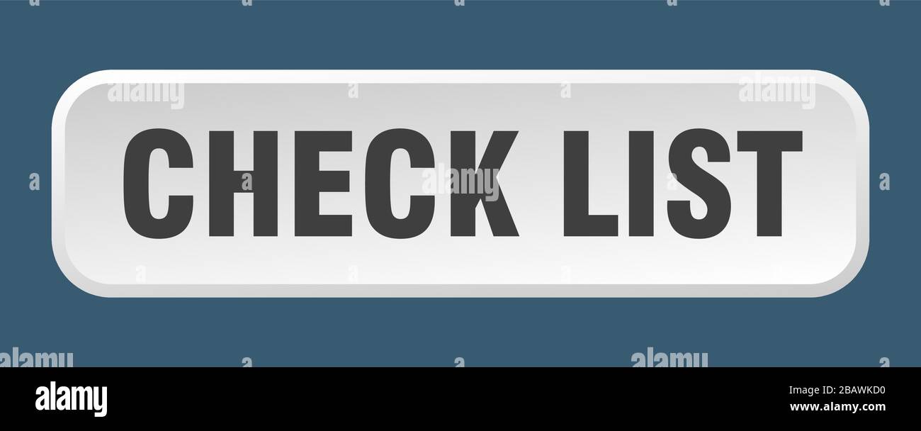 check list button. check list square 3d push button Stock Vector Image & Art - Alamy