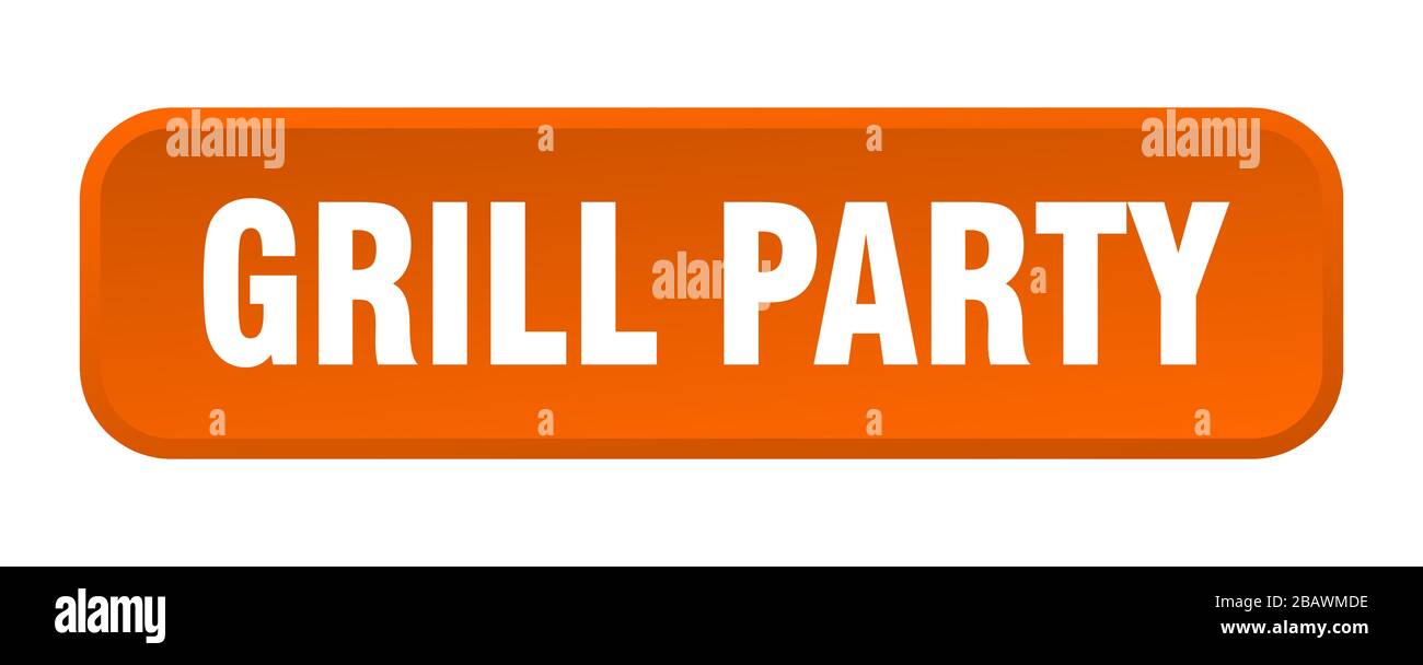 grill party button. grill party square 3d push button Stock Vector ...