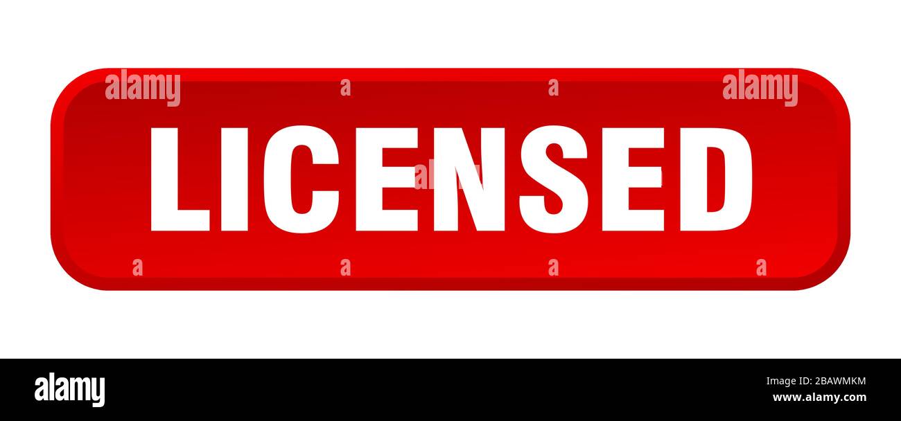 licensed button. licensed square 3d push button Stock Vector Image & Art - Alamy