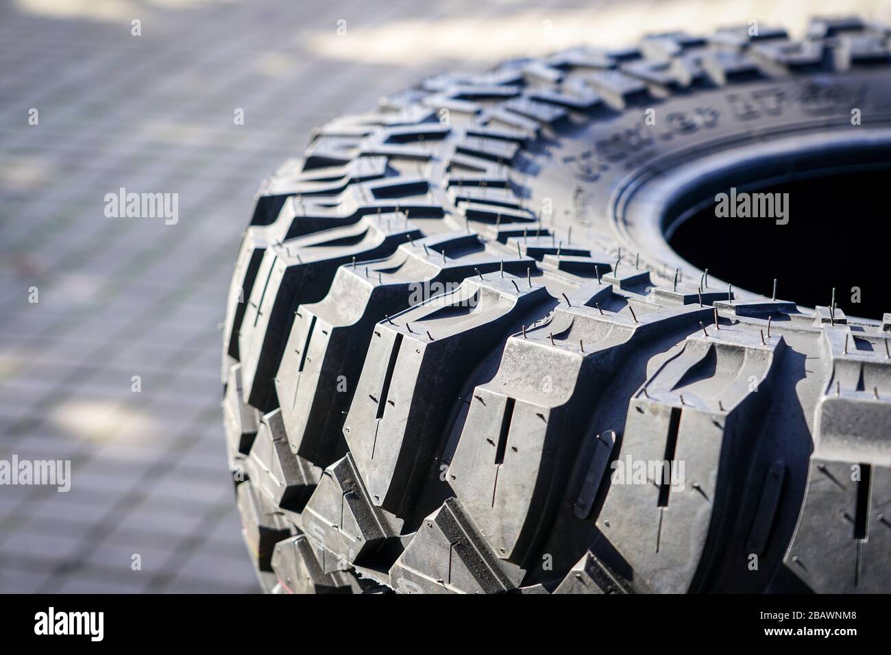 closeup view of new mud and terrain tire tread Stock Photo - Alamy