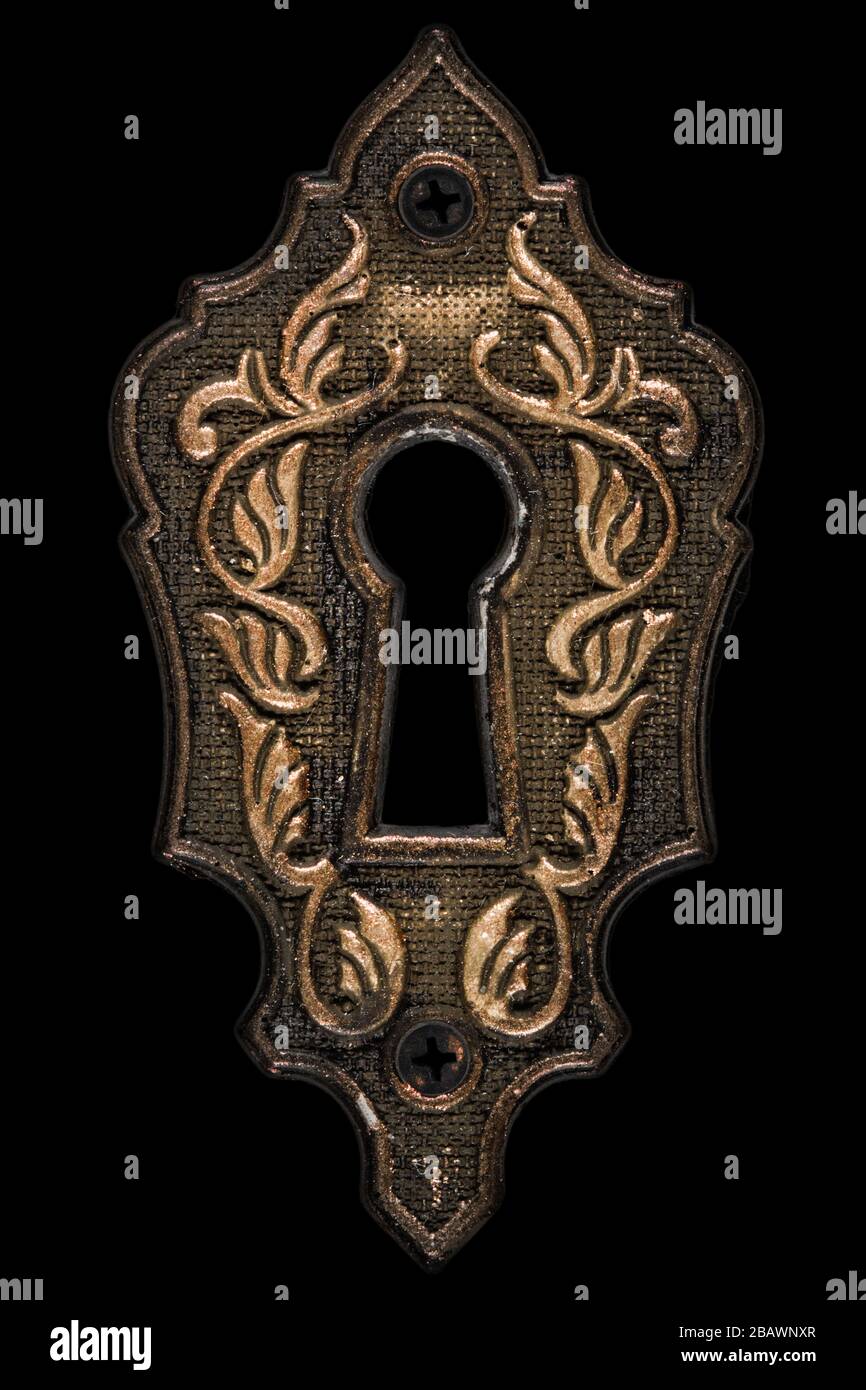 The keyhole, decorative design element, isolated on black background ...