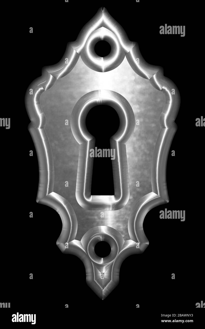 The keyhole, decorative design element, metal surface imitation ...