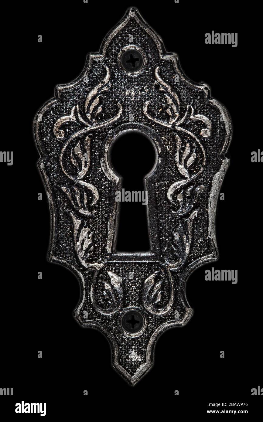 The keyhole, decorative design element, isolated on black background ...