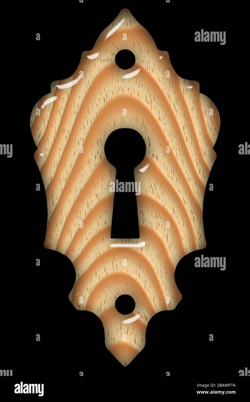 The keyhole, decorative design element, imitation of natural wood ...