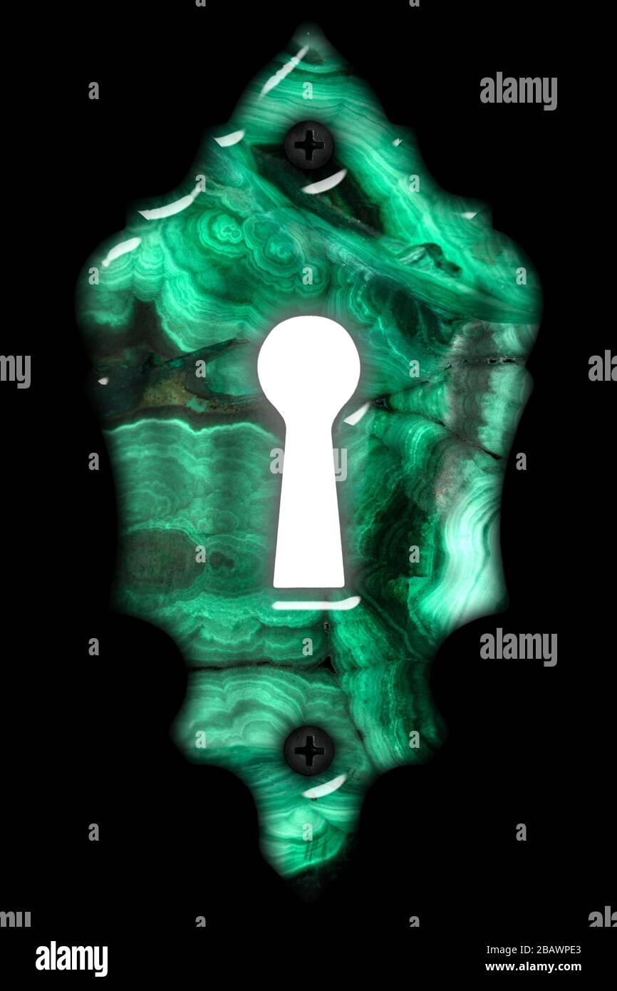 Bright light in the keyhole, decorative design element, imitation of ...