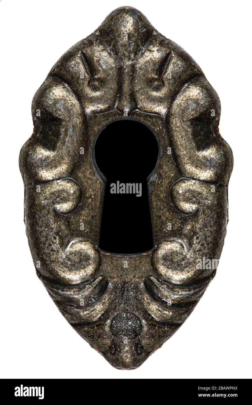 Darkness in the keyhole, decorative design element, isolated on white ...