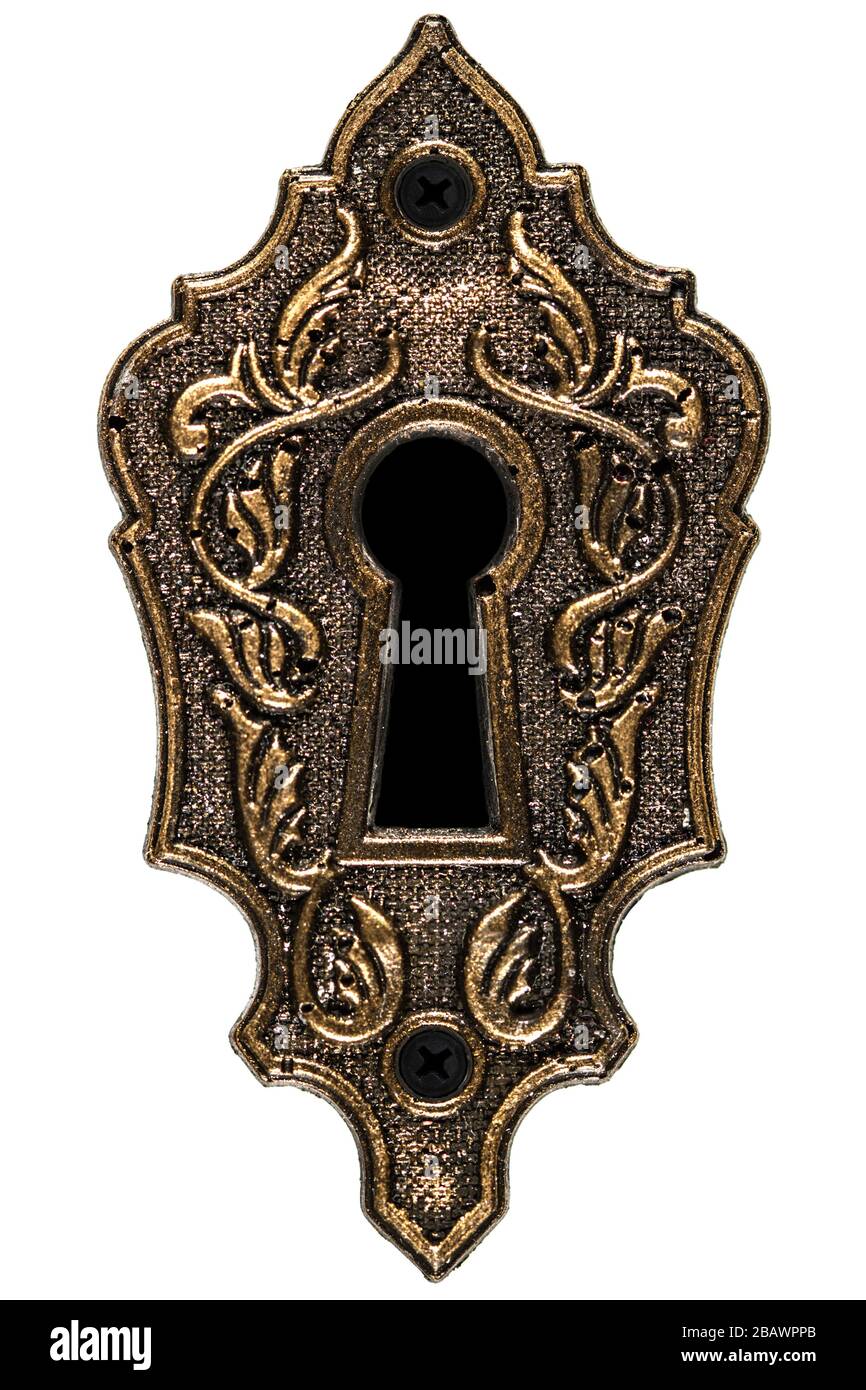 Darkness in the keyhole, decorative design element, isolated on white ...