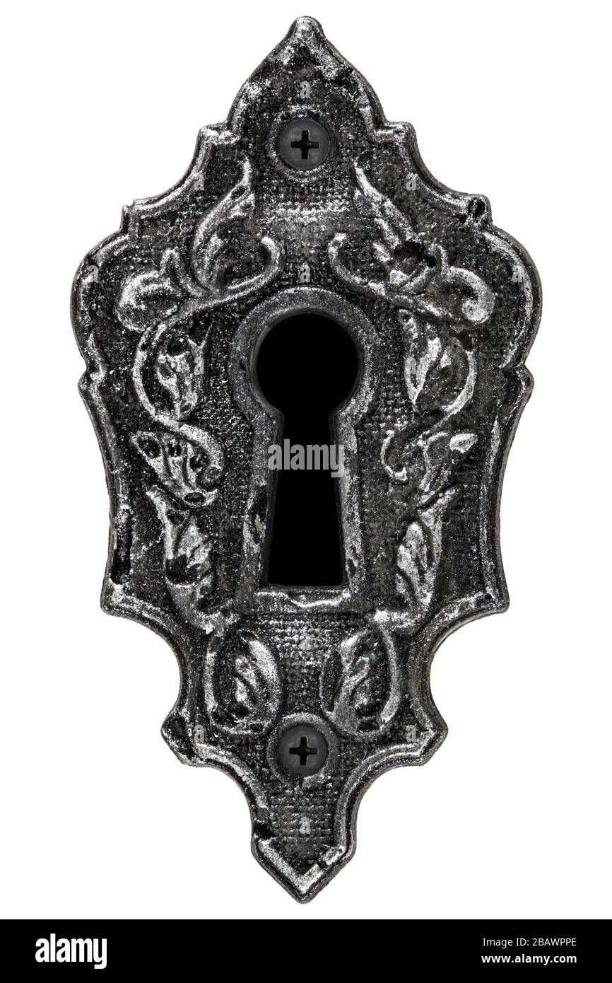Darkness in the keyhole, decorative design element, isolated on white ...