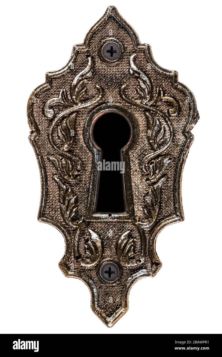 Darkness in the keyhole, decorative design element, isolated on white ...