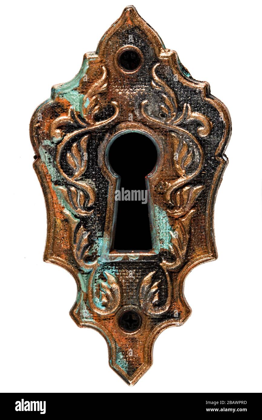 Darkness in the keyhole, decorative design element, isolated on white ...