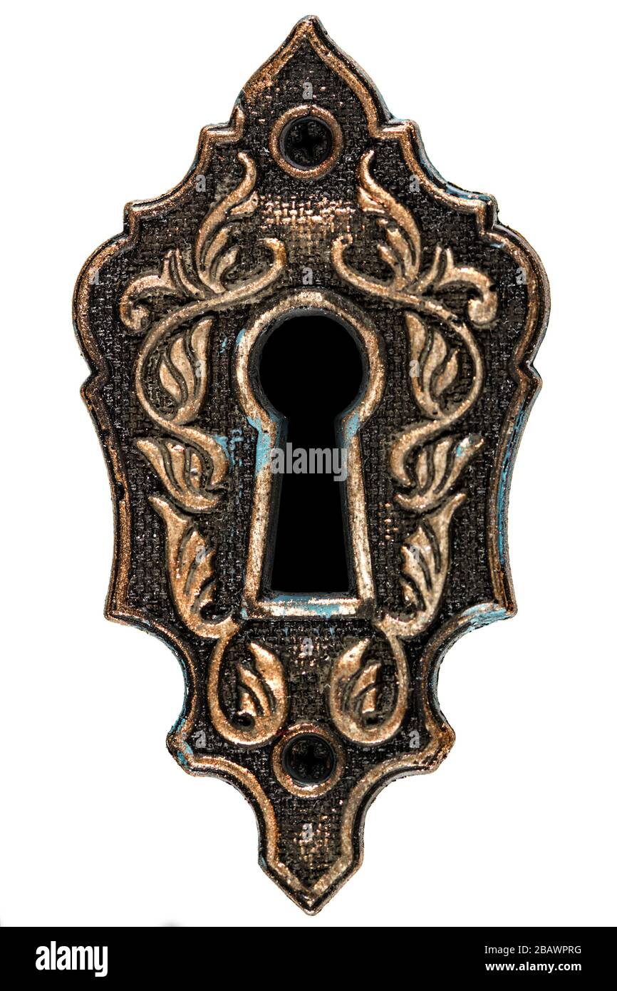 Darkness in the keyhole, decorative design element, isolated on white ...