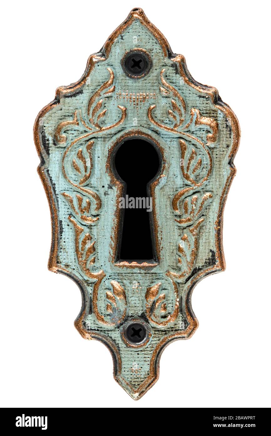Darkness in the keyhole, decorative design element, isolated on white ...