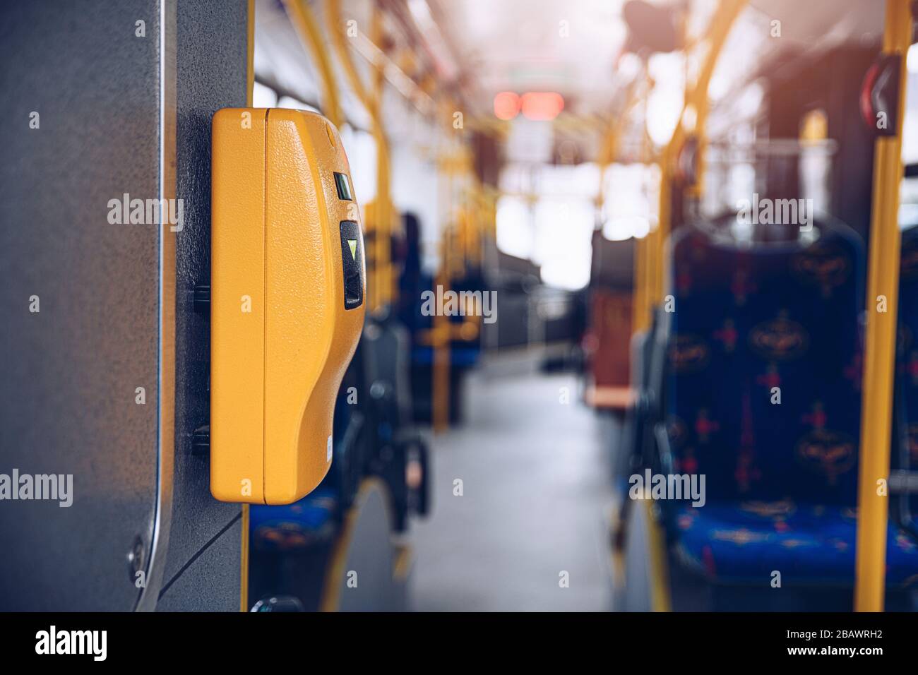 Empty urban city bus. Public transport Stock Photo - Alamy