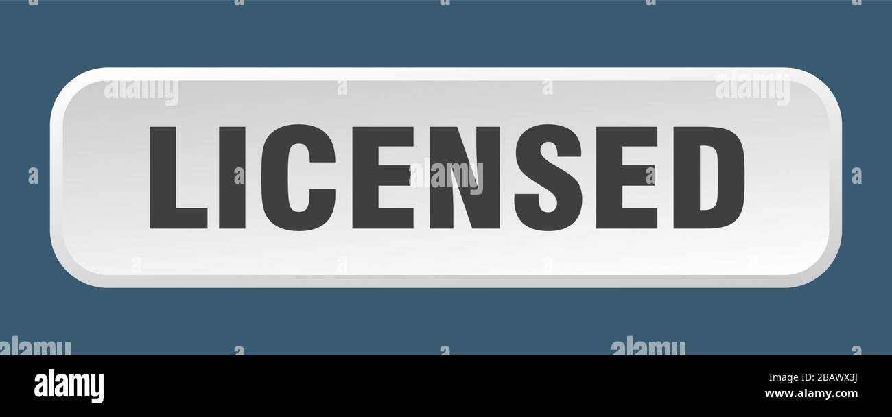 licensed button. licensed square 3d push button Stock Vector Image & Art - Alamy