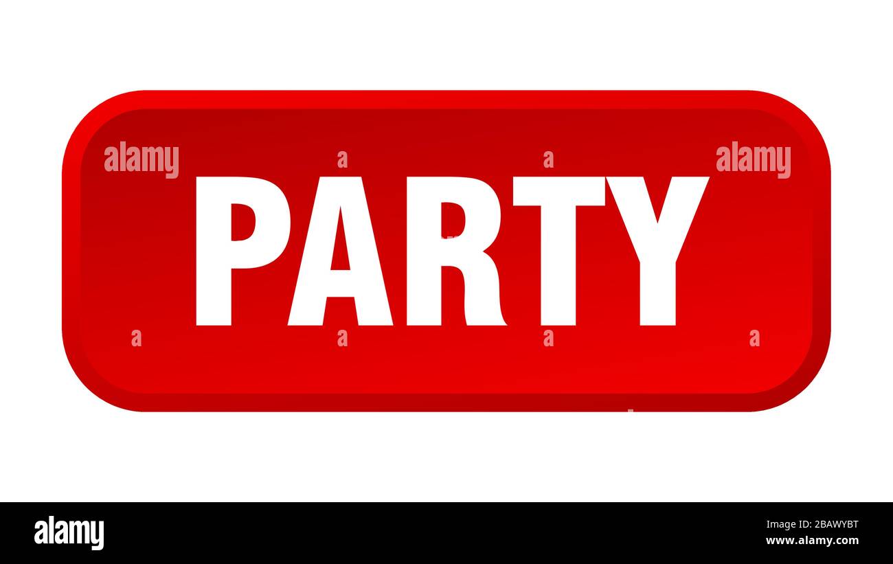party button. party square 3d push button Stock Vector Image & Art - Alamy