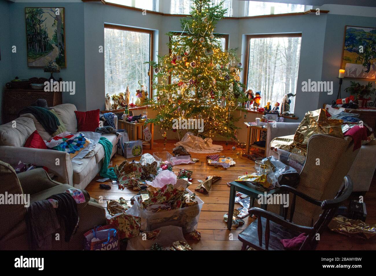 Christmas morning after gifts Stock Photo - Alamy