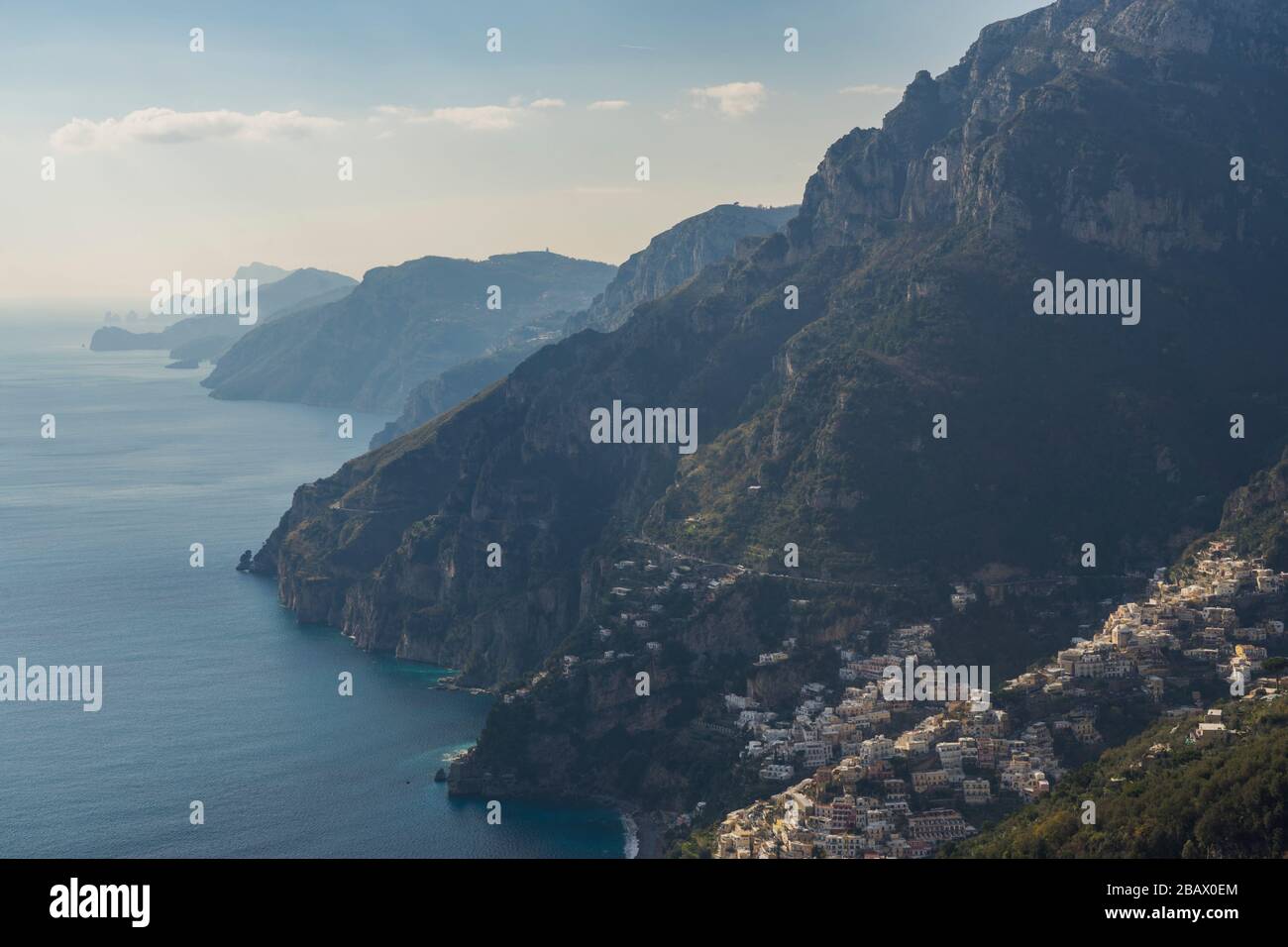 Amazing views to Positano and Amalfi coast cliffs from above Stock ...