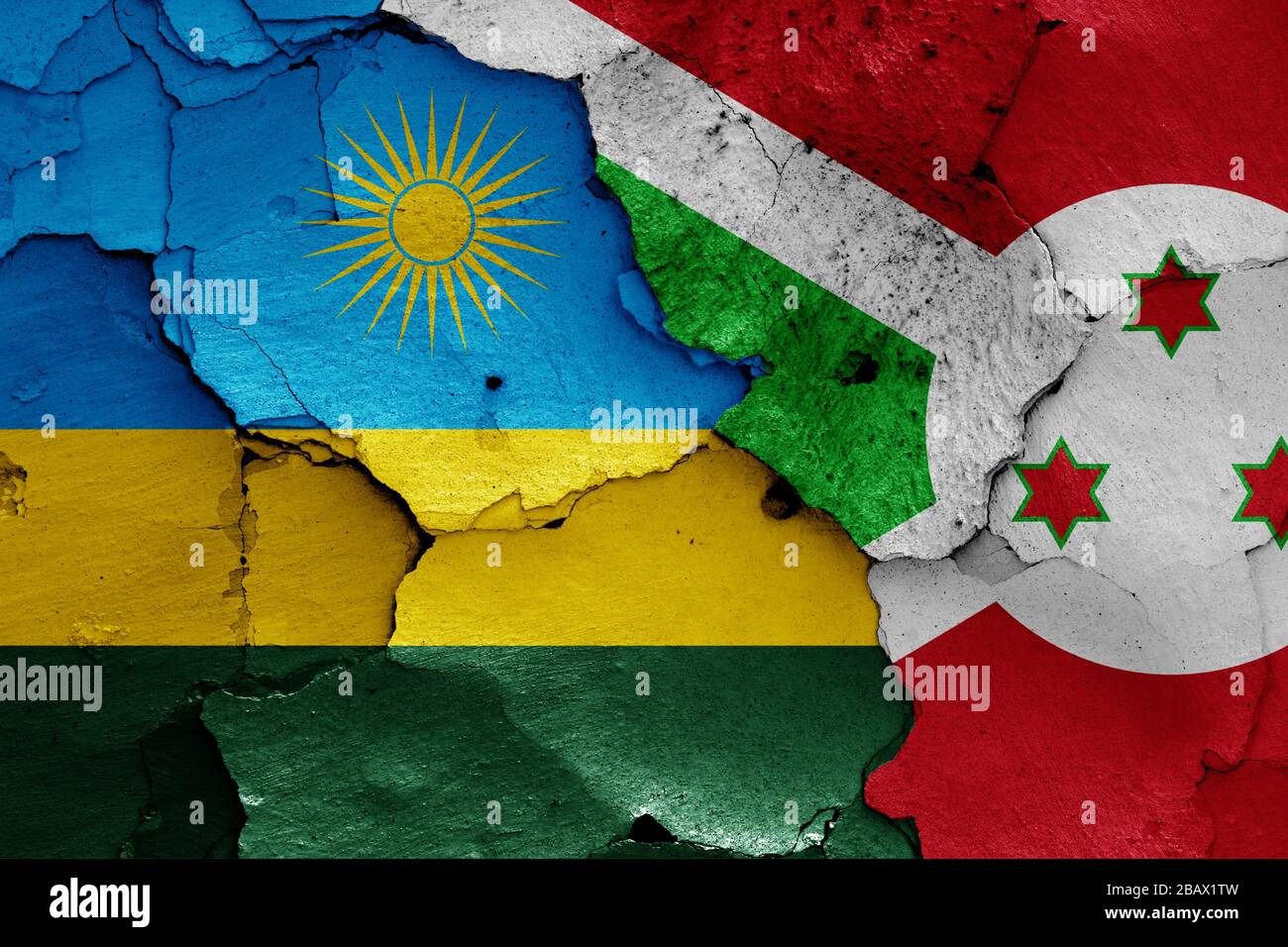 flags of Rwanda and Burundi painted on cracked wall Stock Photo - Alamy