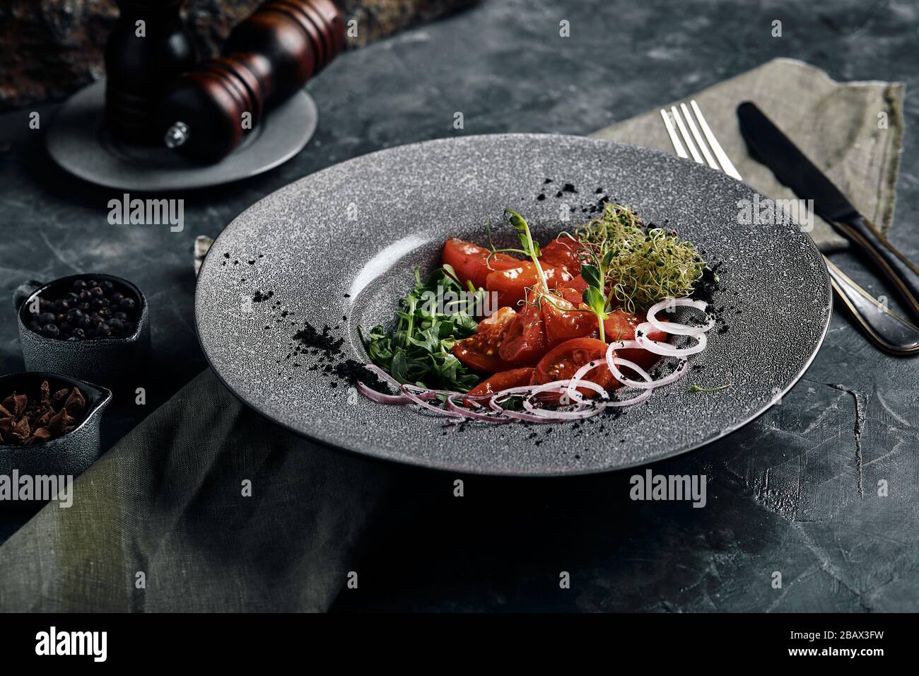 Tuna tagliata in vegetables stewed carrots and peppers, Beautiful ...