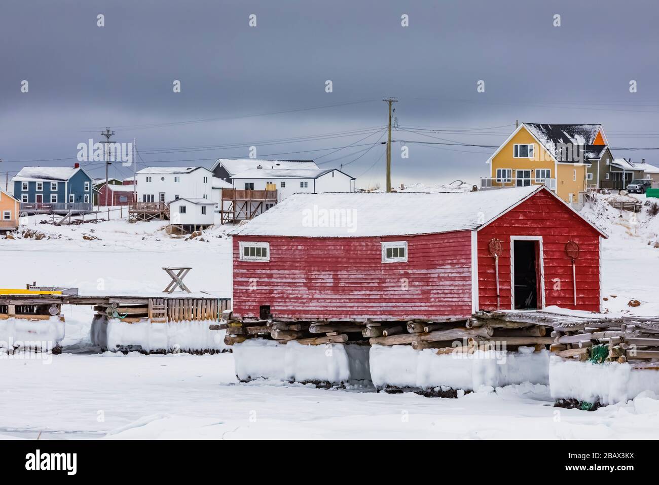 Stage on the waterfront of the village of Joe Batt's Arm, on Fogo ...