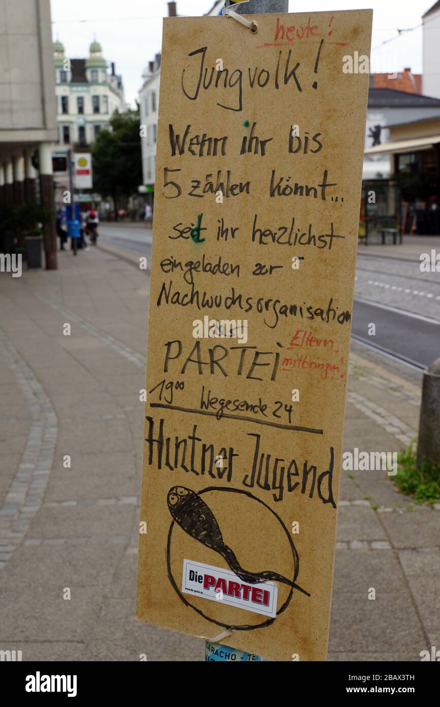 Partei-Plakat der Hintner Jugend an das Jungvolk, Bremen, Deutschland ...