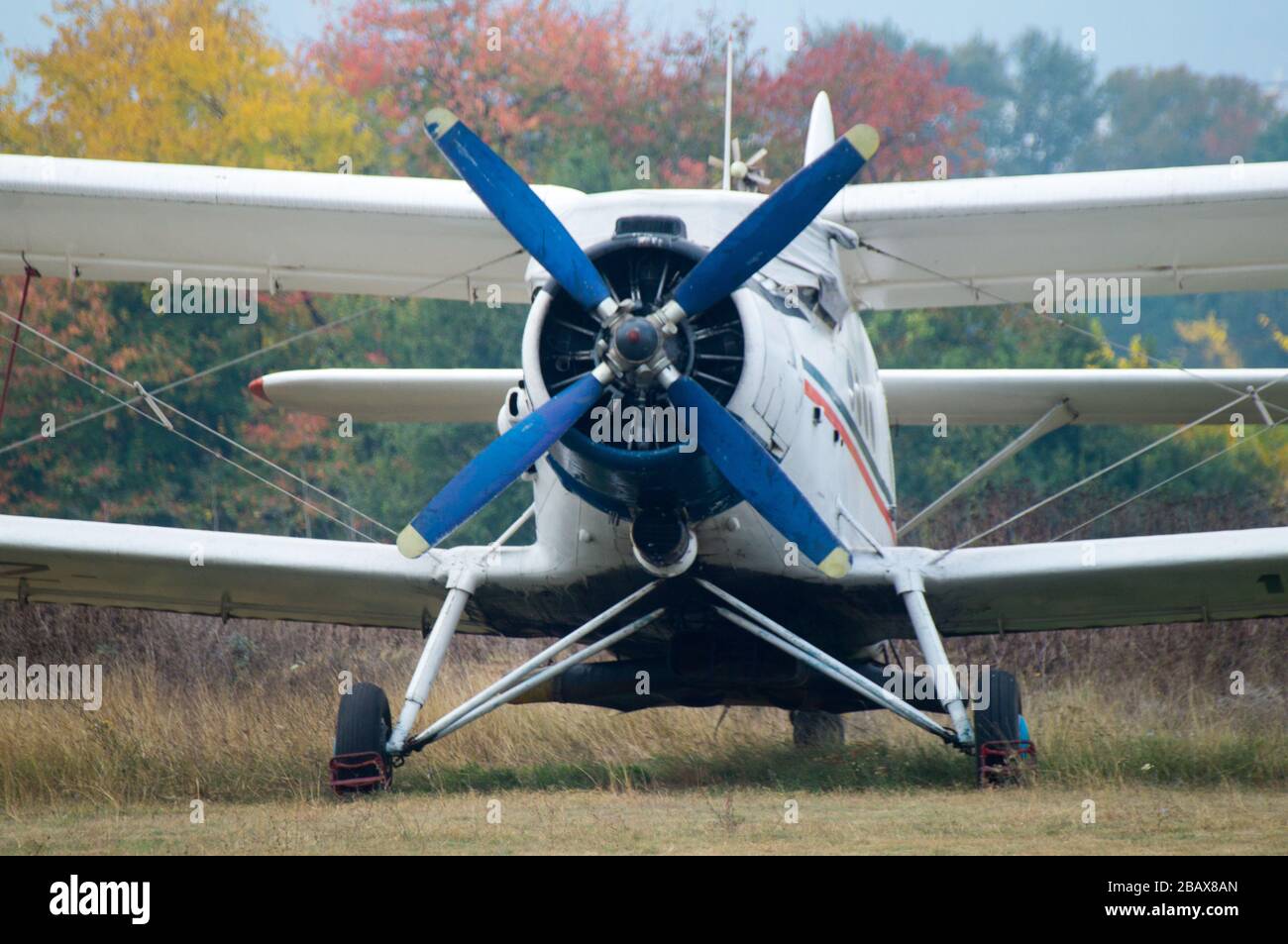 Authentic realistic plane with propellers on a colorful background ...