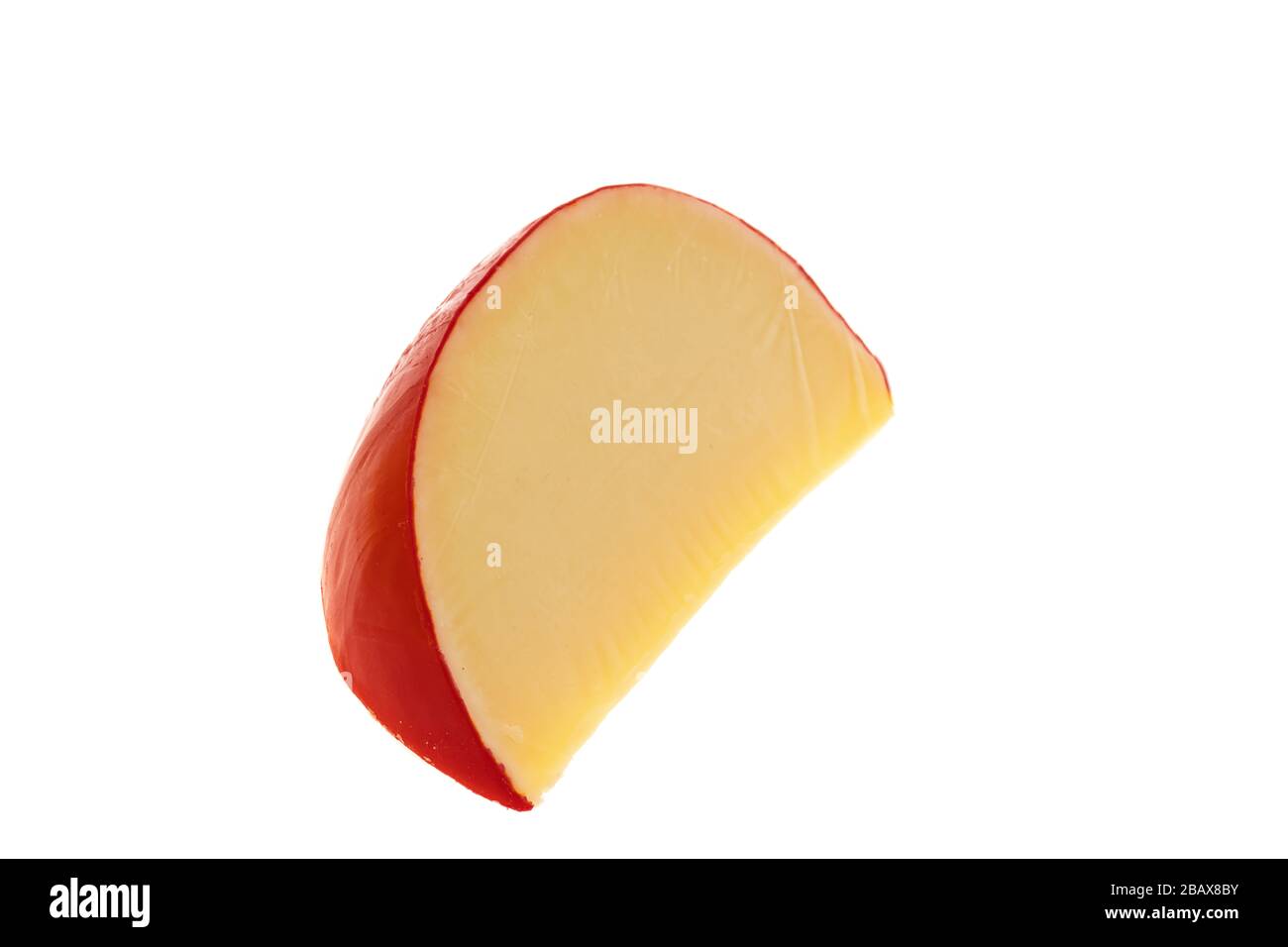 Slice of Edam cheese - white background Stock Photo - Alamy