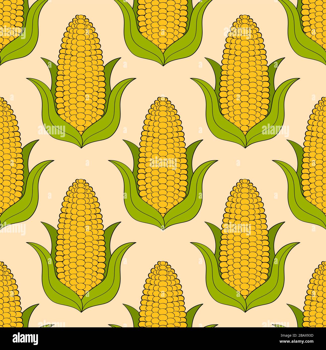 Corn seamless pattern. Flat geometric cartoon style Stock Vector Image ...