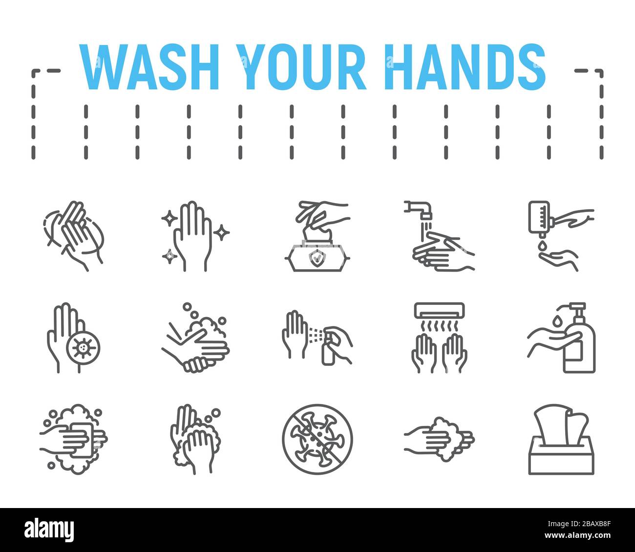 Wash your hands thin line icon set, health symbols collection, vector ...