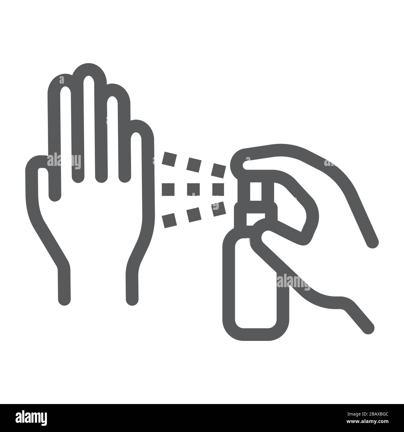 Antiseptic for hands line icon, wash and hygiene, antibacterial spray ...