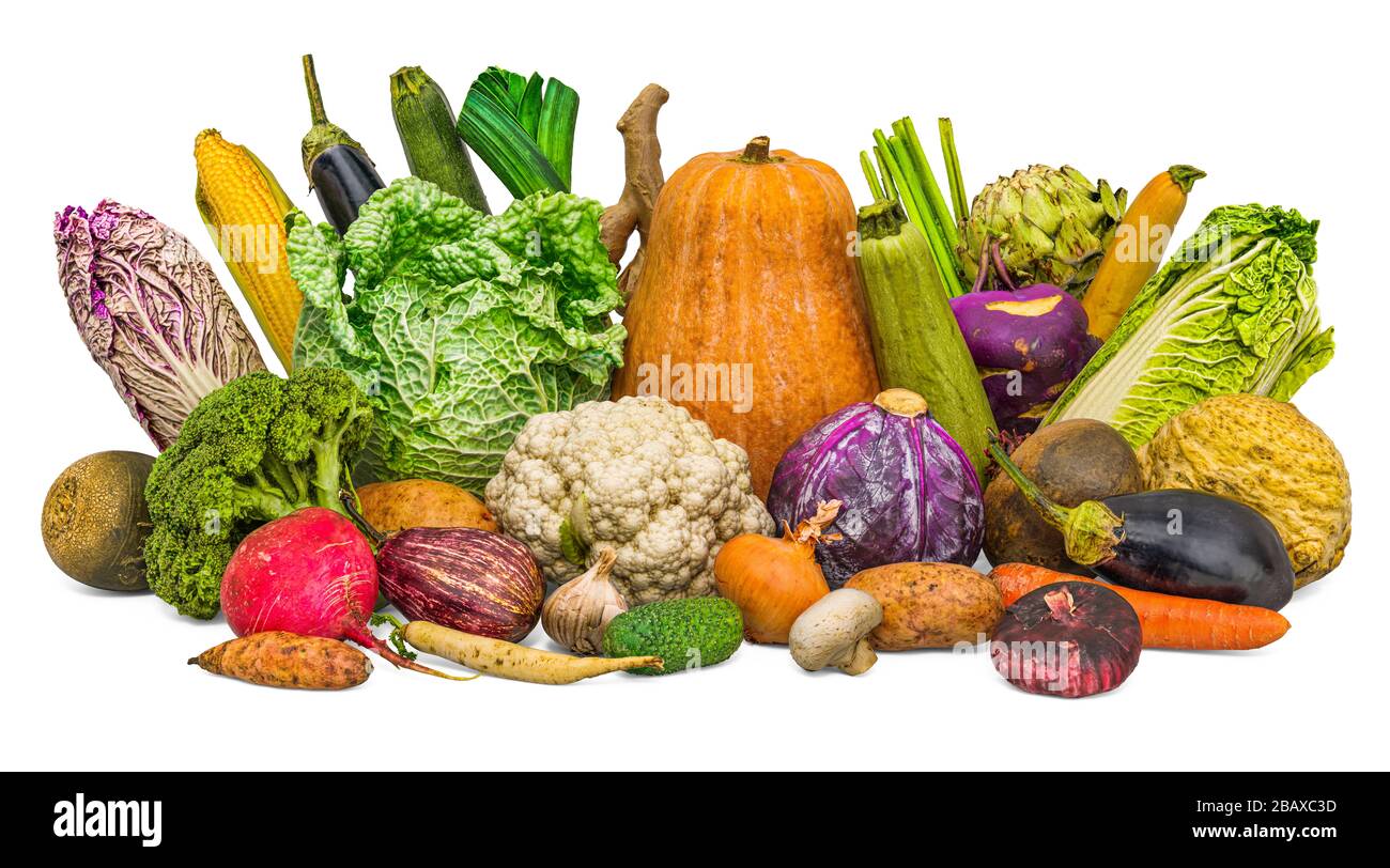 Different vegetables set with realistic texture, 3D rendering isolated ...